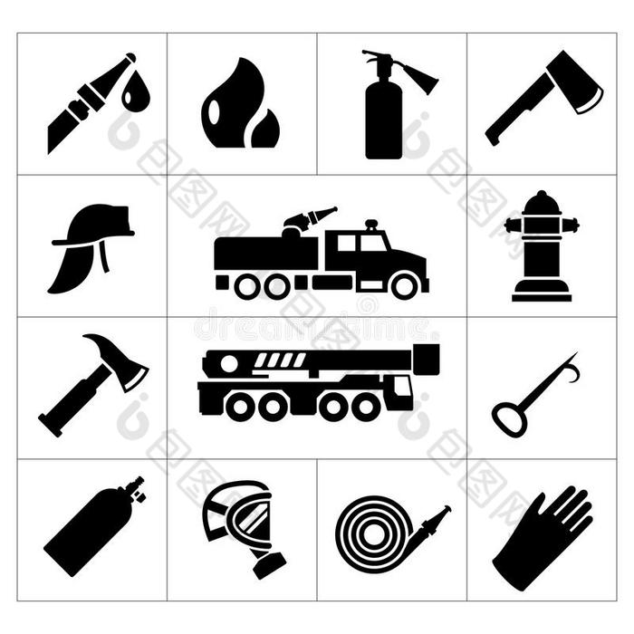 设置消防员和消防员的图标图片-包图网企业站