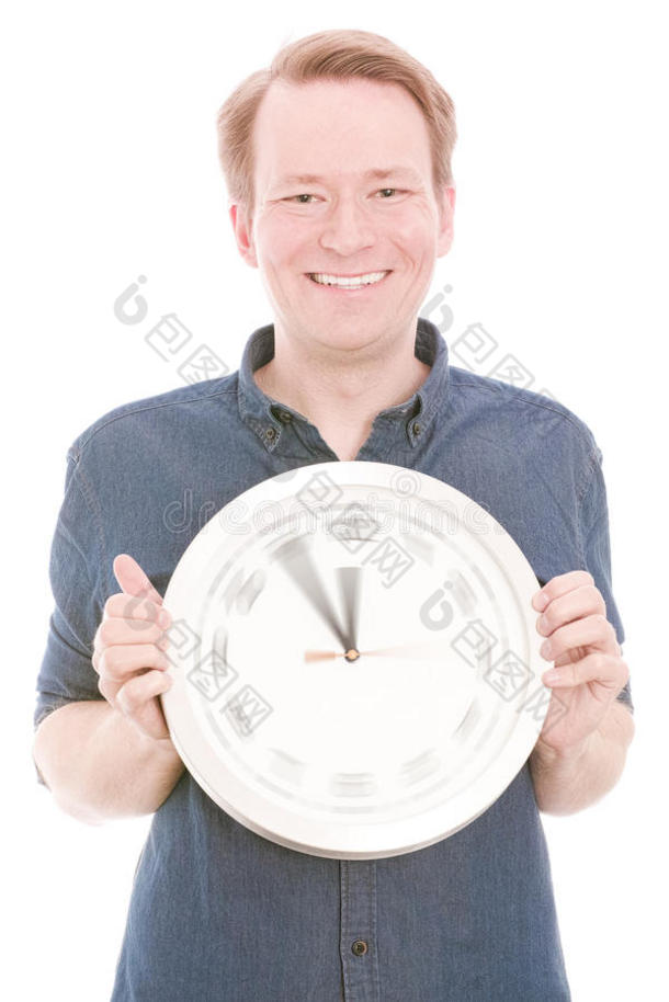 背景随便的白种人时钟顺时针方向的-包图企业站