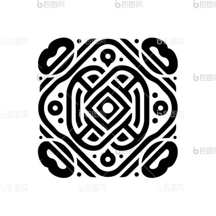 几何黑白装饰凯尔特结抽象png下载-包图网