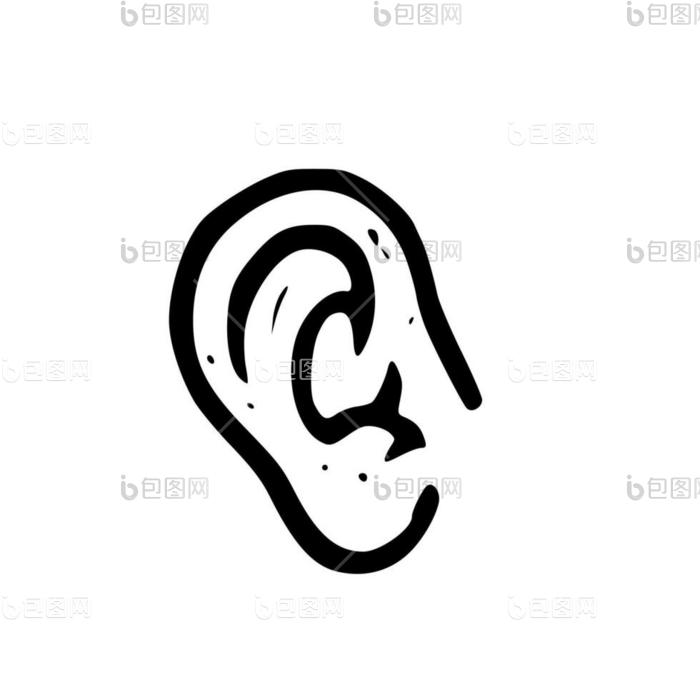 轮廓人耳解剖身体部分插图png下载-包图网