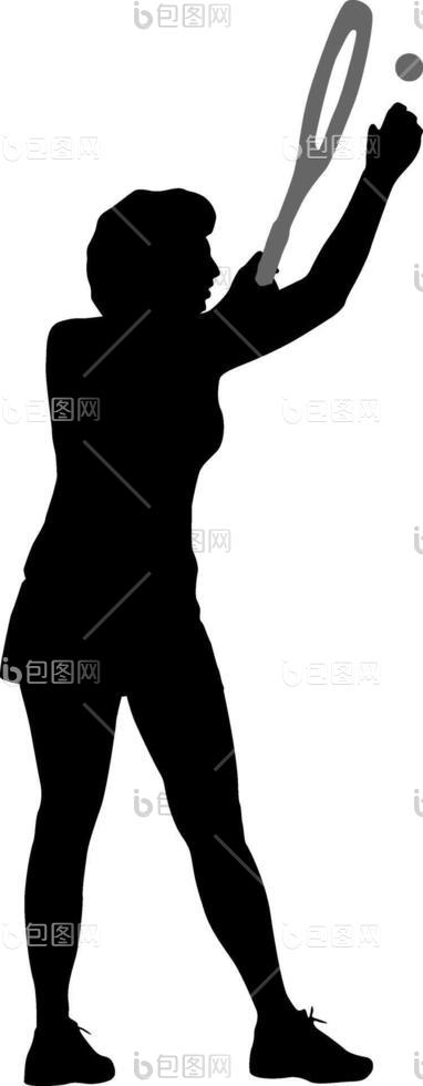 下女子羽毛球运动员的剪影png下载-包图网